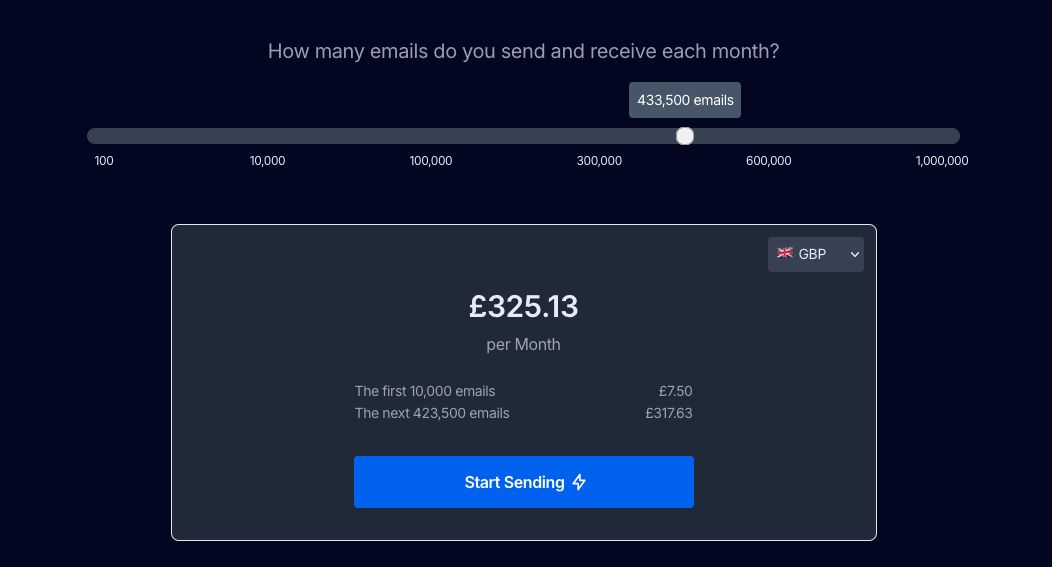 How to create a beautiful, functional Pricing Slider with Tailwind CSS and Alpine.js — MailPace